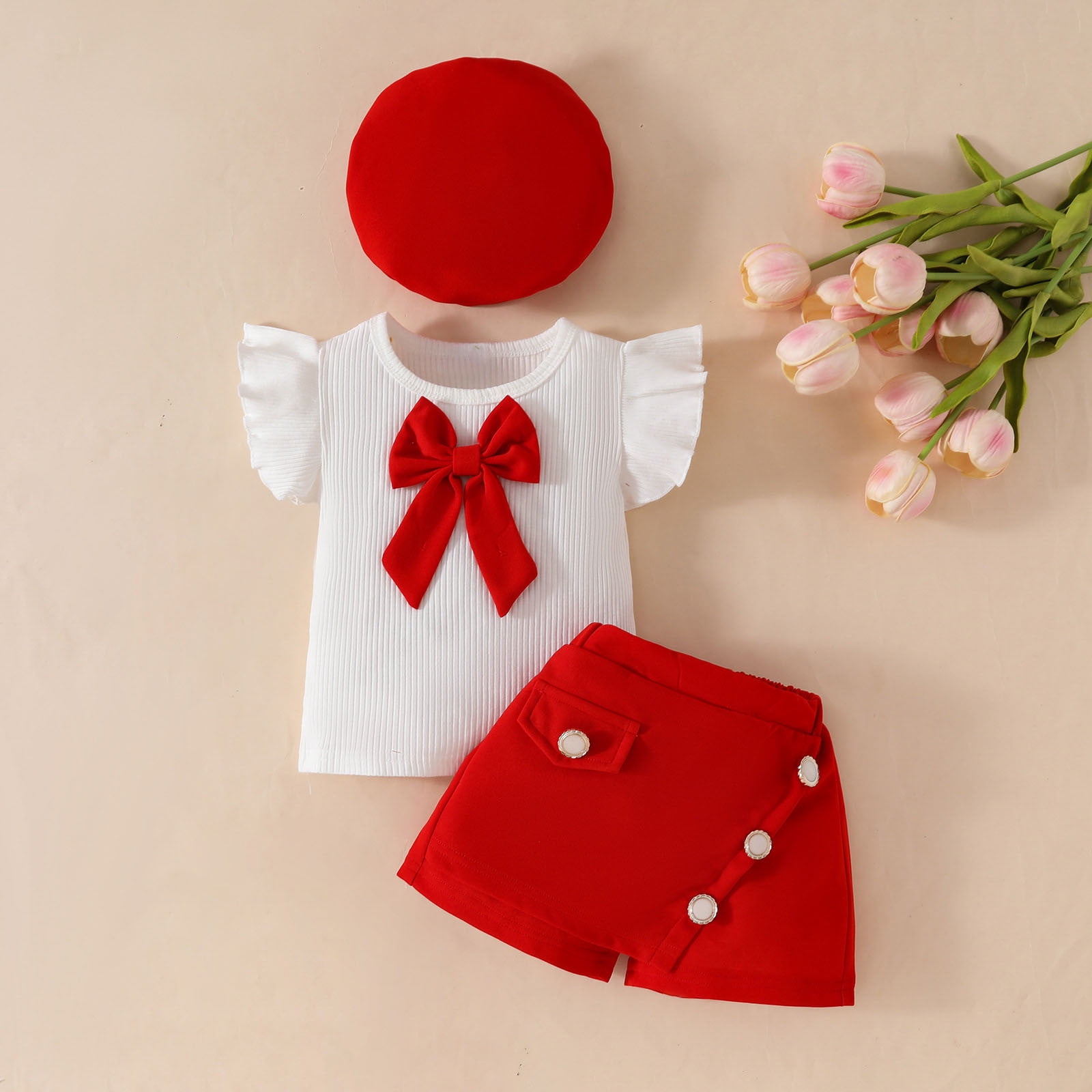 ATOGUTA Toddler Girls Dress Outfits Ruffle Sleeve Tops and Skirt with ...