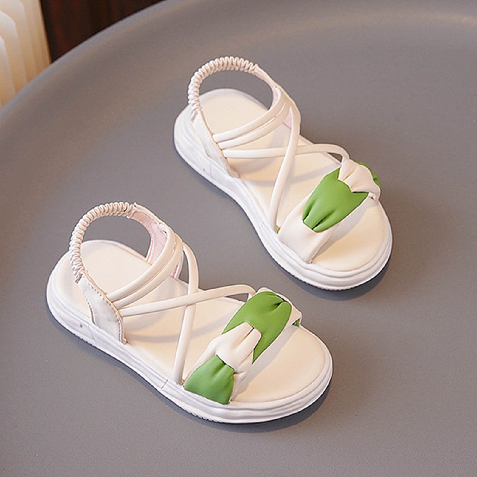 ATOGUTA Toddler Girls Sandals White Open Toe Kids Summer Flat Sandals ...