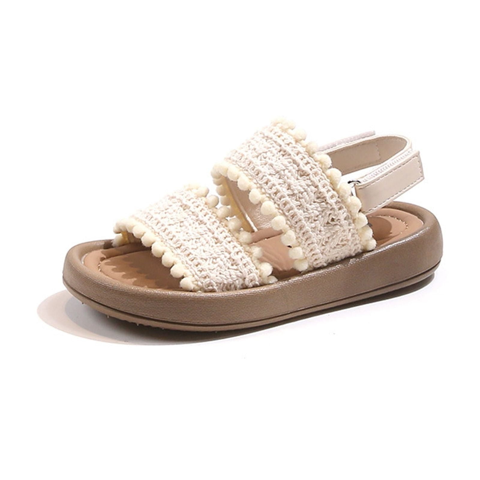 ATOGUTA Toddler Open Toe Sandals Girls White Open Toe Kids Summer Flat ...