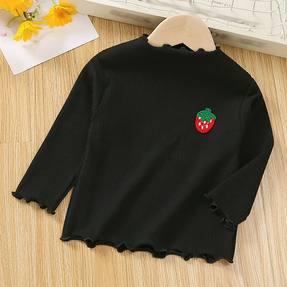 ATOGUTA Toddler T-Shirts Girls Casual Loose Ruffle T Shirts Kids Fall Winter Soft Blouses Black ...