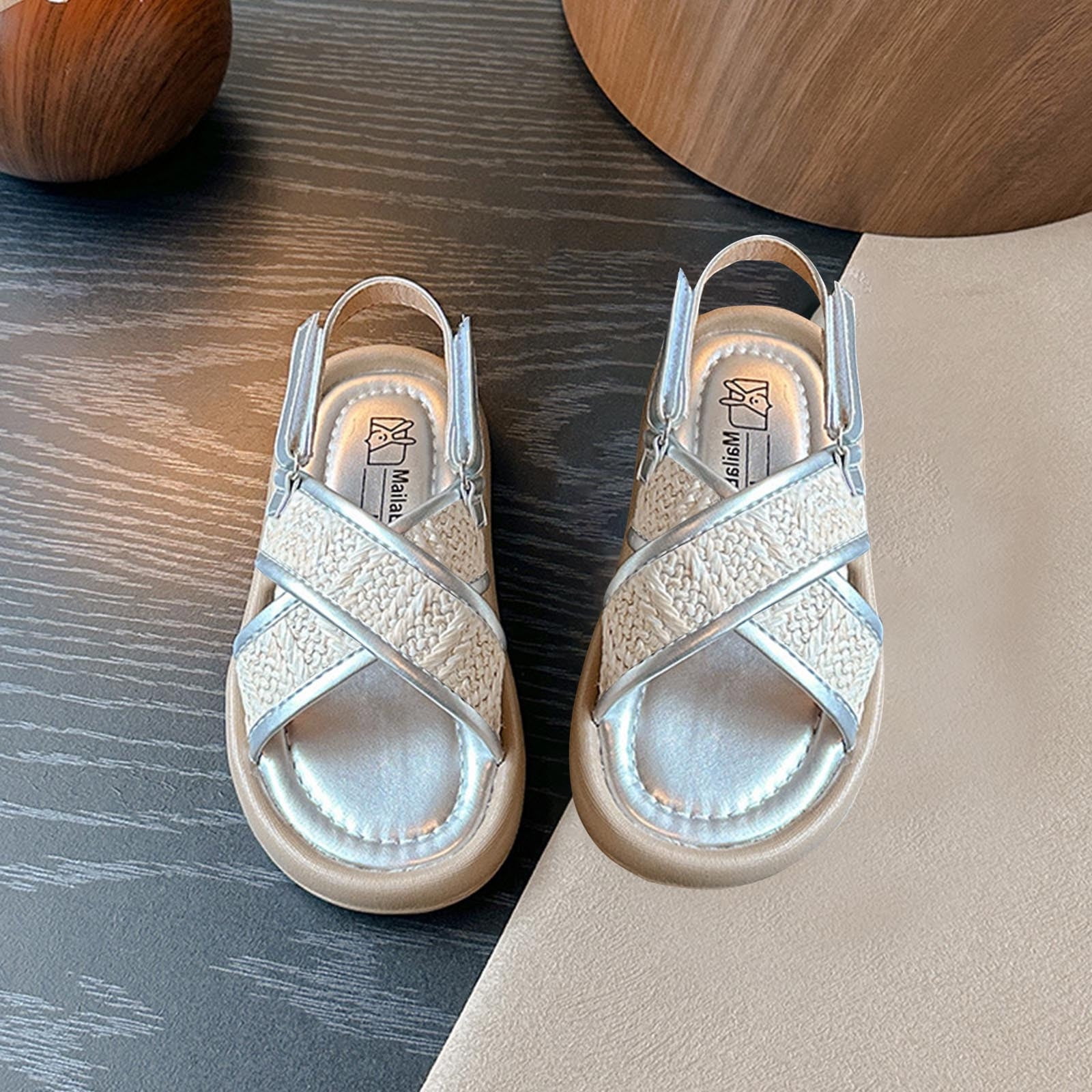 ATOGUTA Toddlers Sandals for Girls Silver Cute Open Toe Breathable ...