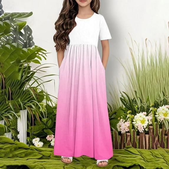 ATOGUTA Tulle Dress Girls A-line Dress with Pockets Sundress Casual ...