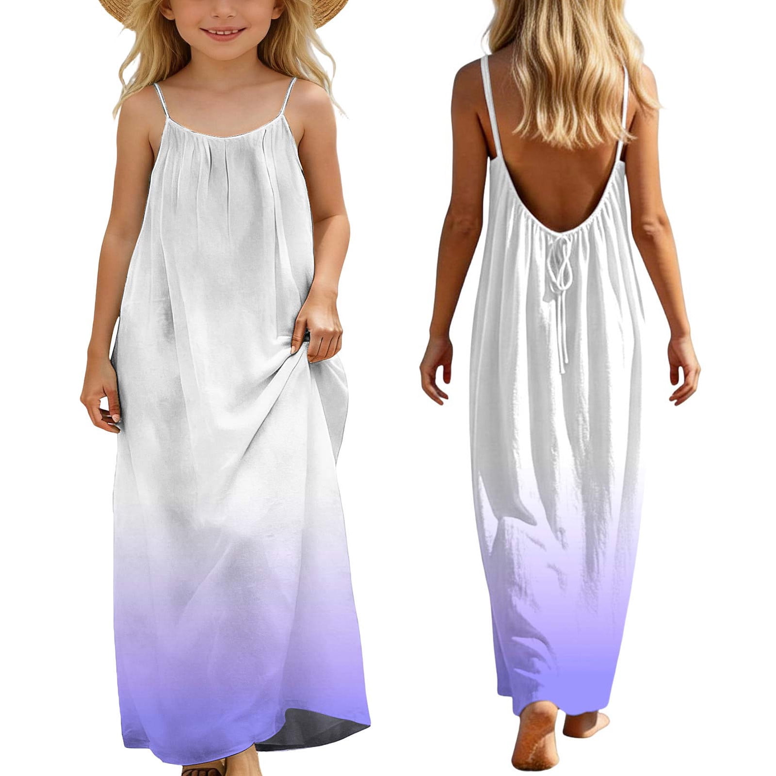 ATOGUTA Tween Girl Dresses Boho Spaghetti Strap Summer Vacation Beach ...