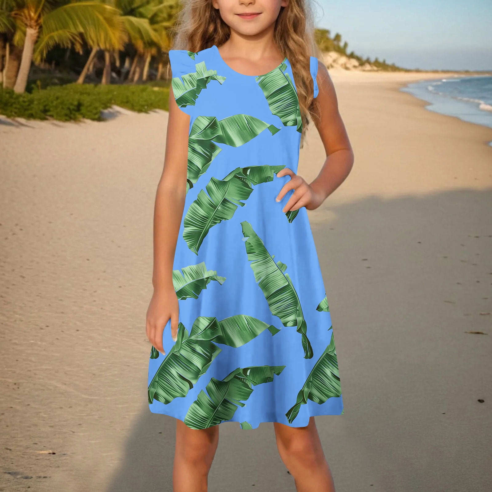 ATOGUTA Vacation Dresses for Girls 4T-14 Sleeveless Casual Summer ...