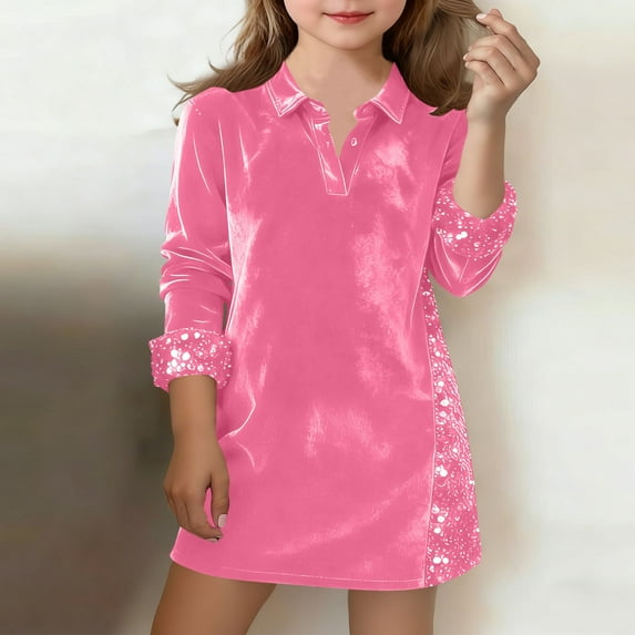 ATOGUTA Young Girls Dress Kids Long Sleeve Party Birthday Prom Formal ...