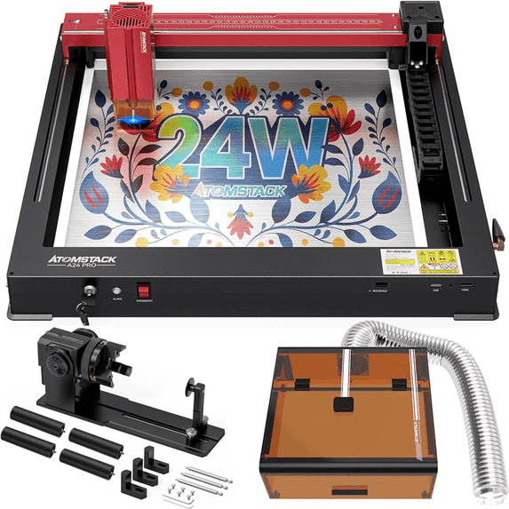 ATOMSTACK A24 PRO 24W Laser Engraver with B3 Enclosure & R1 V2 Laser ...