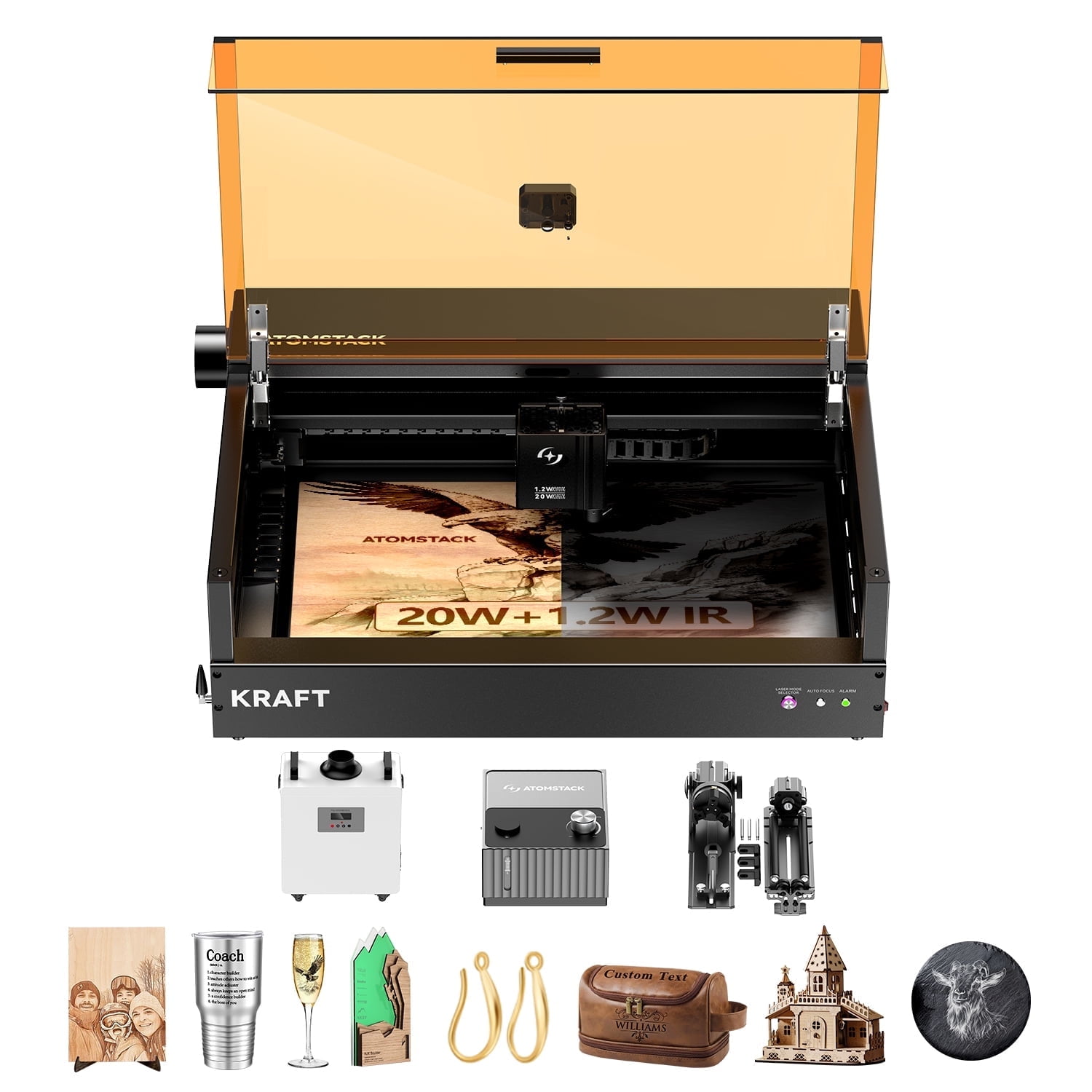 ATOMSTACK Kraft Dual-laser Engraver 20W Diode + 1.2W IR Portable Laser ...