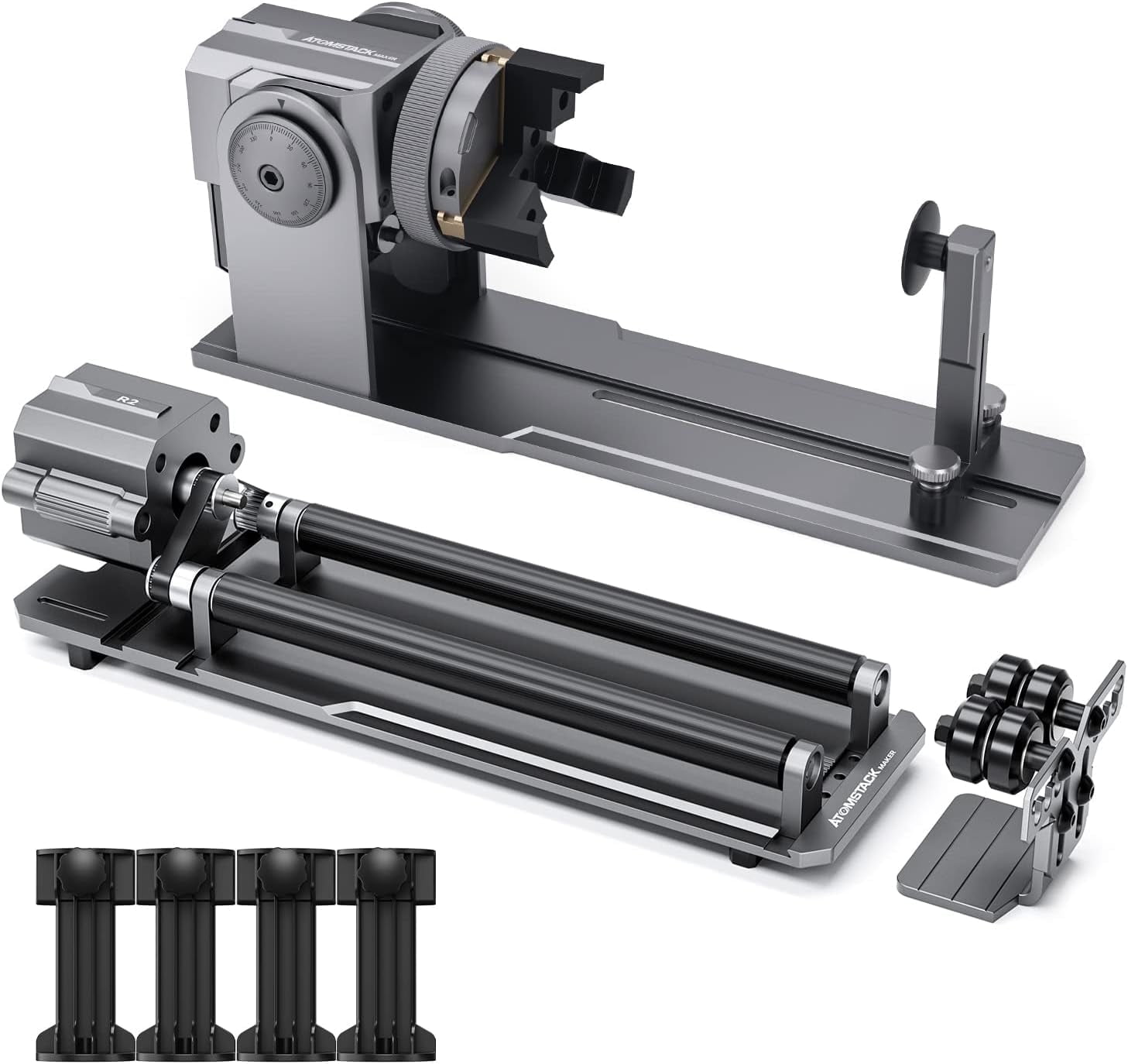 ATOMSTACK R1 Pro la/ser Rolle Rotary- 4 in 1 la/ser Rotary with Risers ...