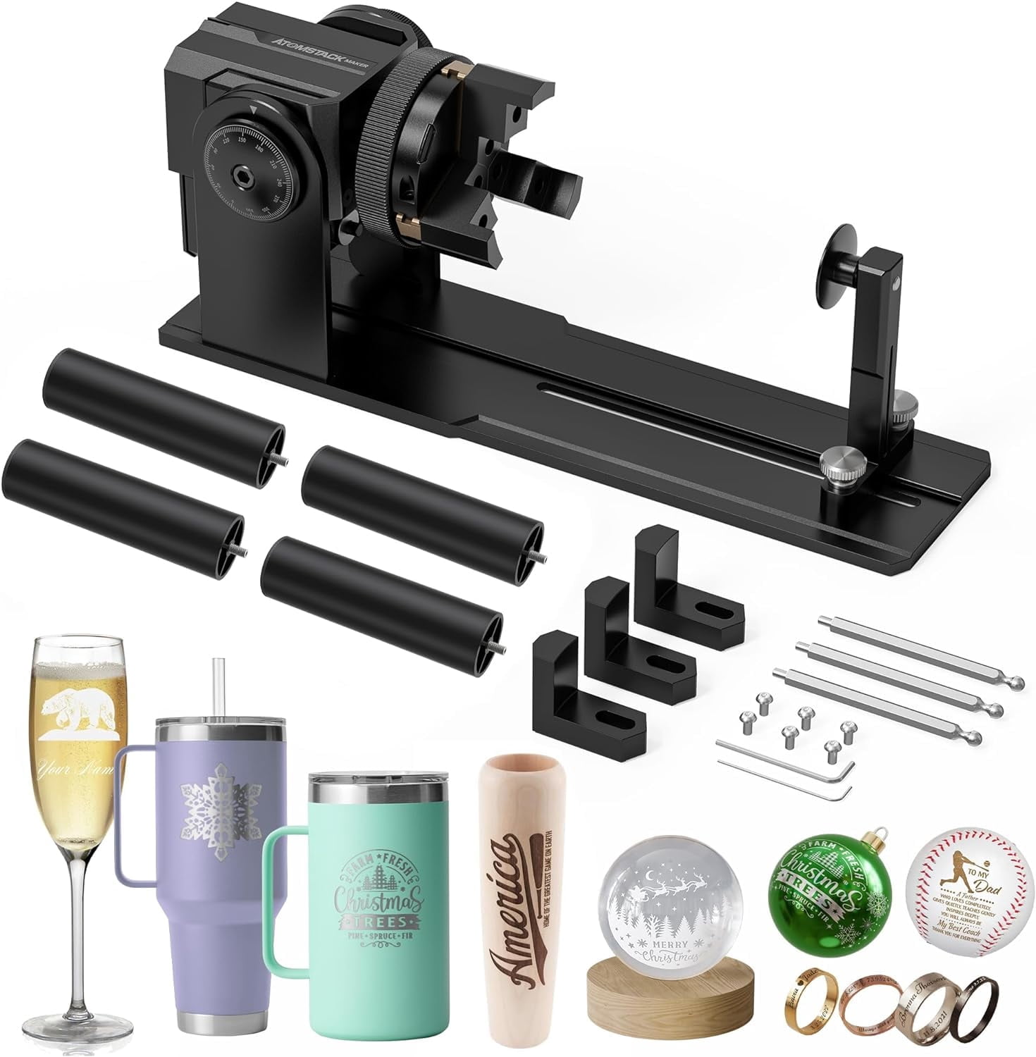 ATOMSTACK R1 V2 La/ser Rotary Chuck Engraver Multi-function Jaw Chuck Rotation La/ser Engraver ...