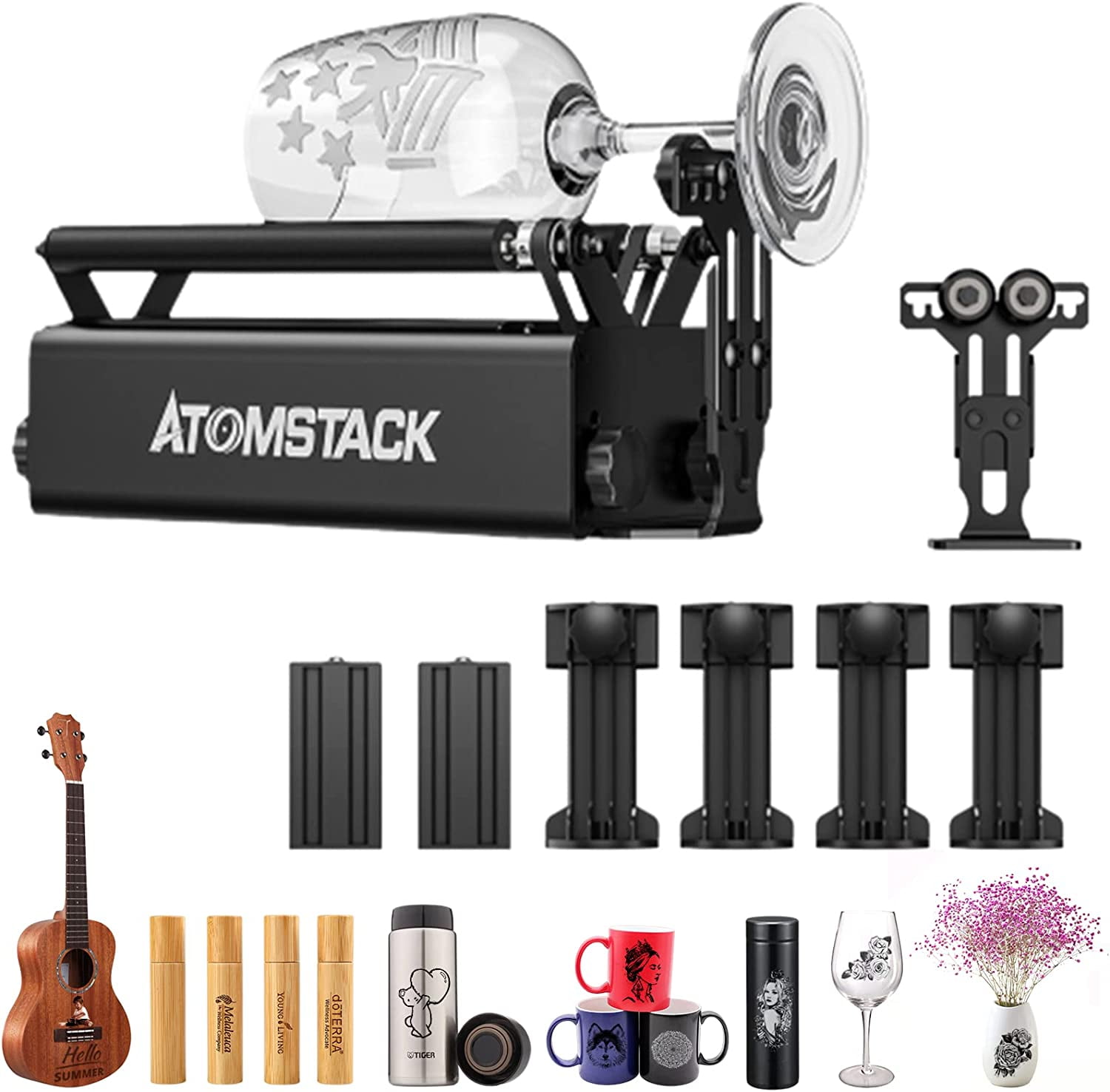 ATOMSTACK R3 Pro Rotary Roller, Engraving Auxiliary Module for Engraver ...