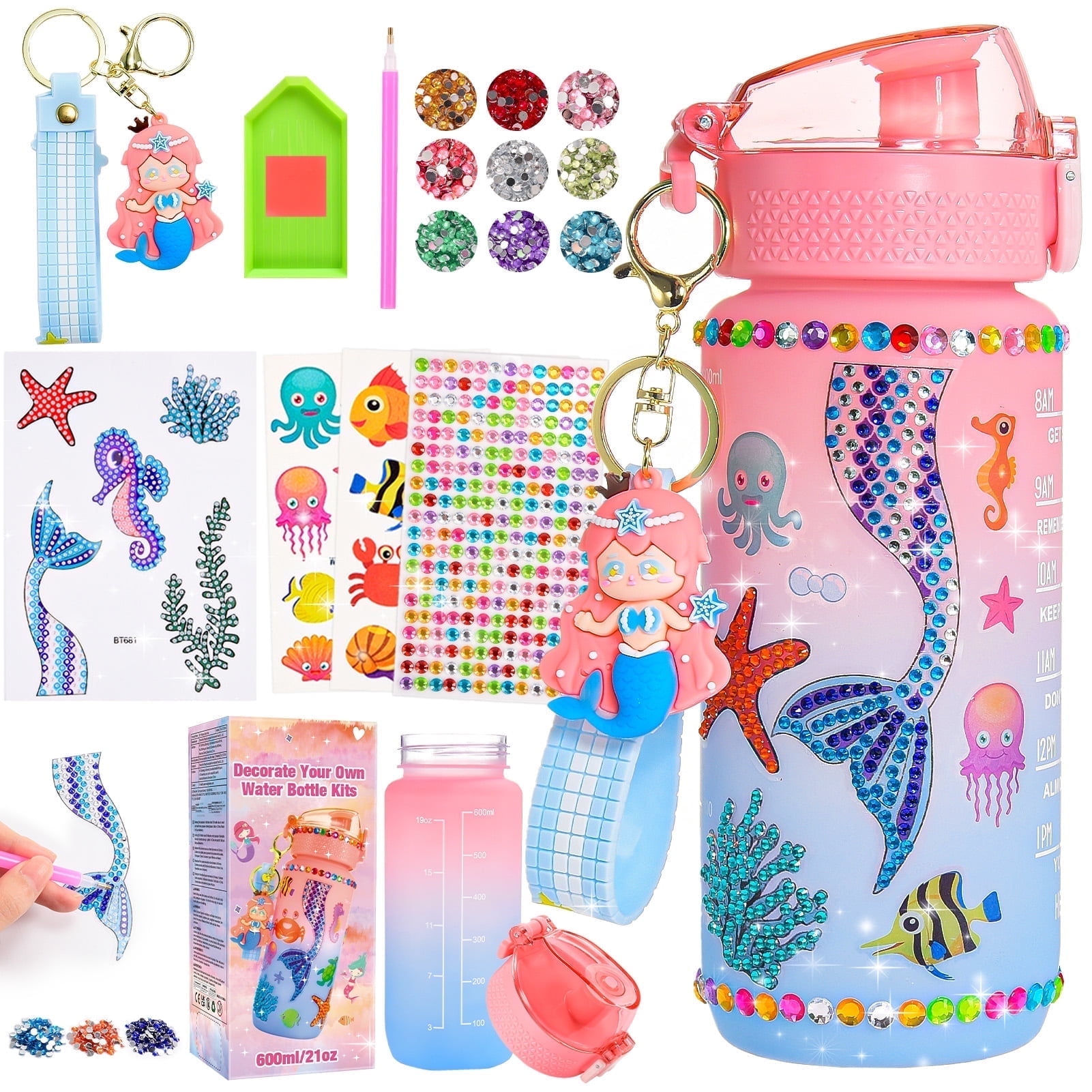 Mermaid Craft Kit Water Bottle for Girls, Perfect Birthday Gift for 5-9 ...