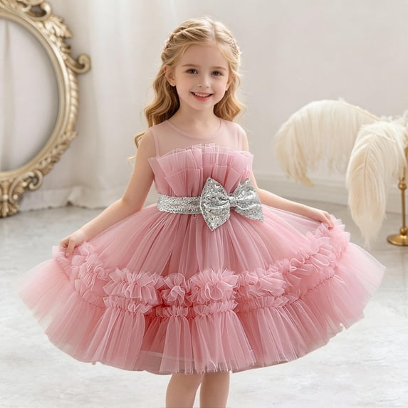 ATORRE Flower Girls Dress Round Neck Sleeveless Stylish Princess ...