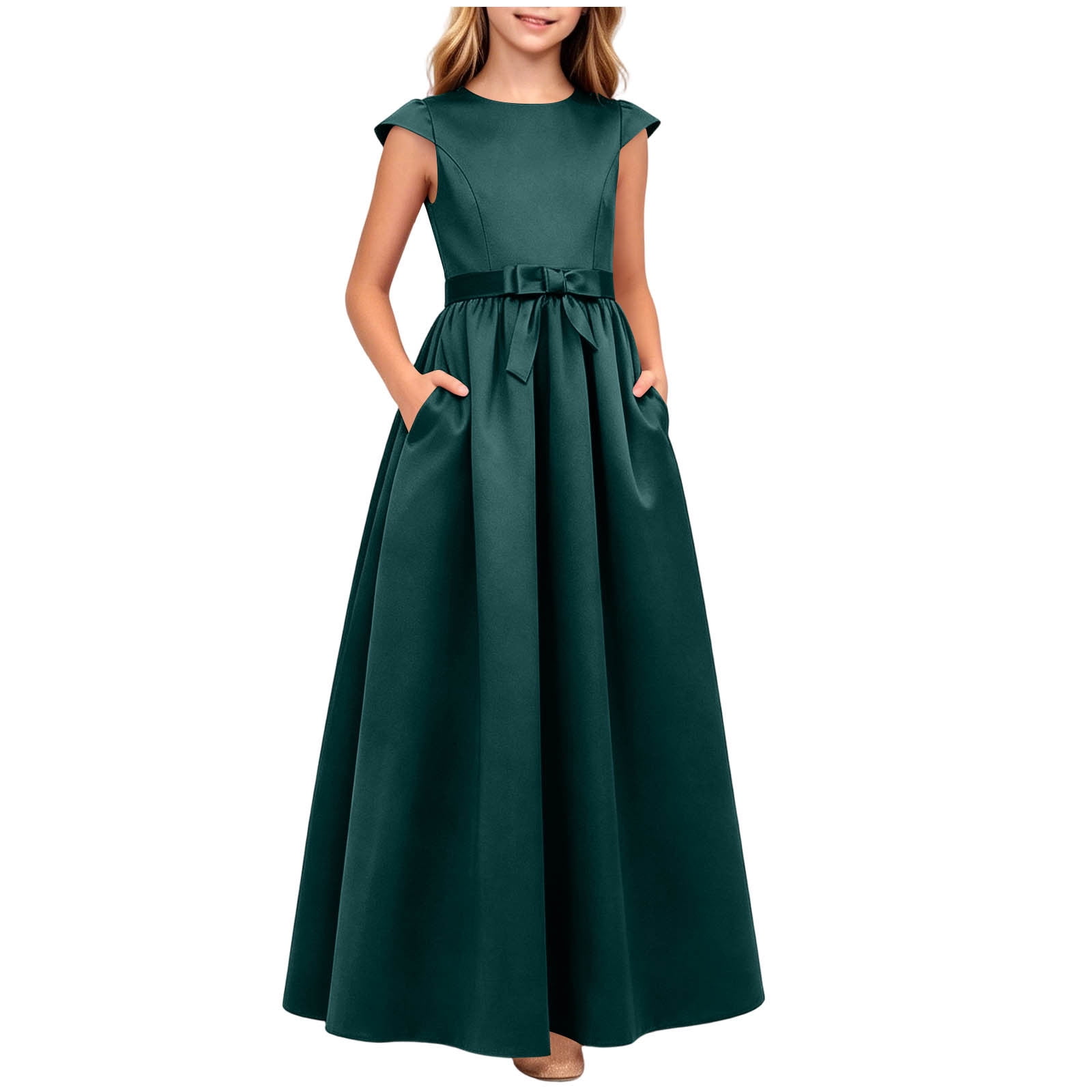 ATORRE Girls Formal Dress Stylish Solid Color Sleeveless Evening Party ...