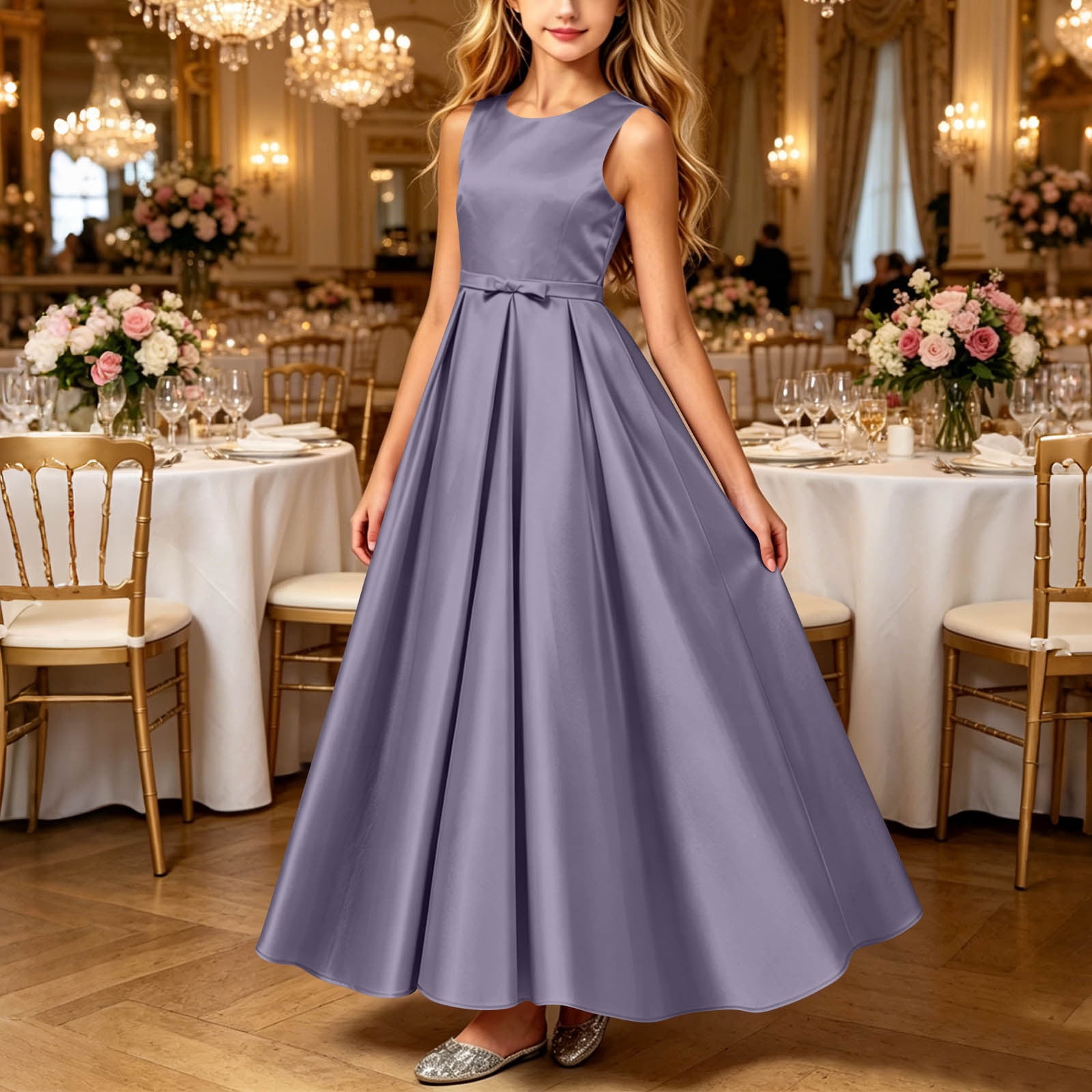 ATORRE Girls Princess Pageant Dress Stylish Comfory Sleeveless Bow ...