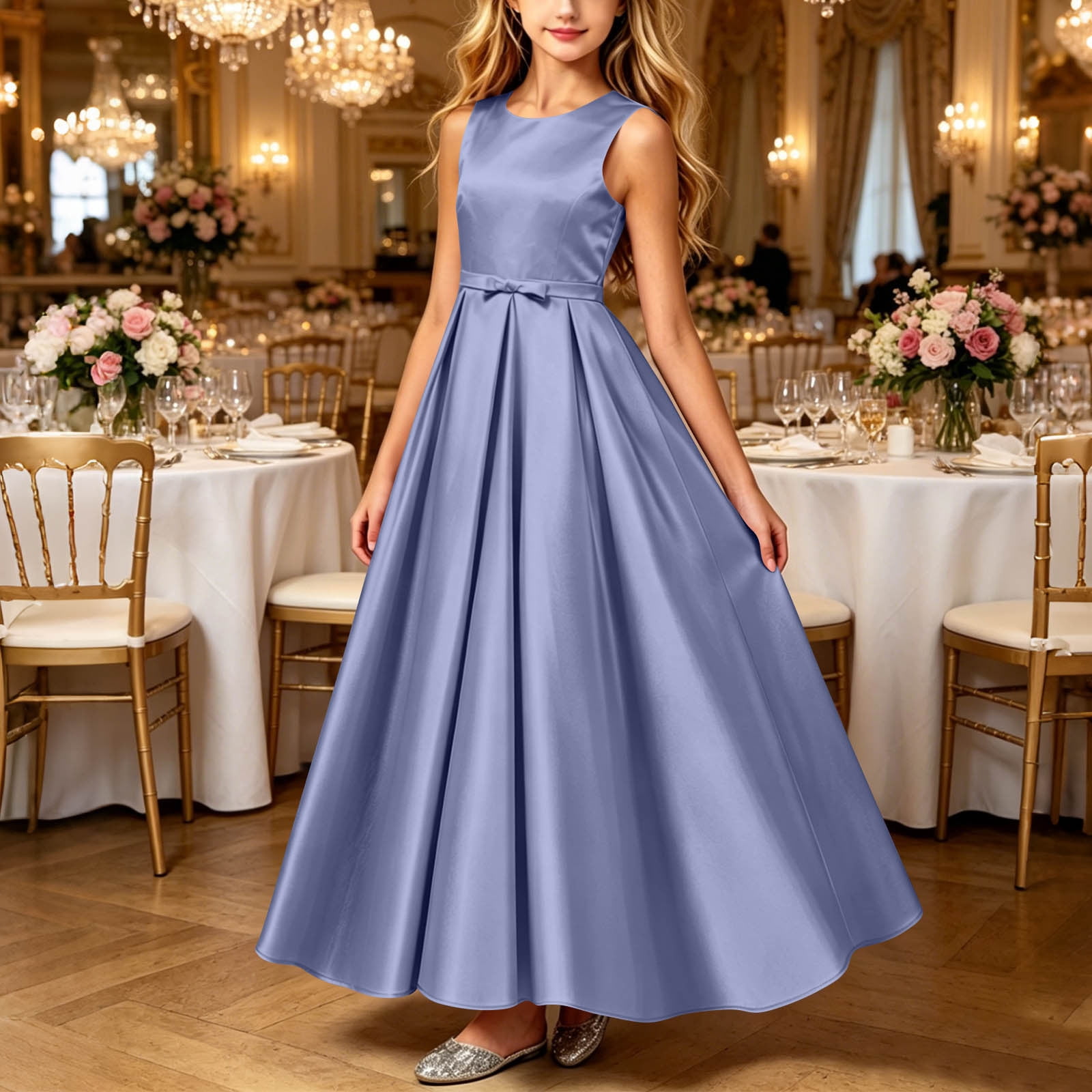 ATORRE Girls Princess Pageant Dress Stylish Comfory Sleeveless Bow ...