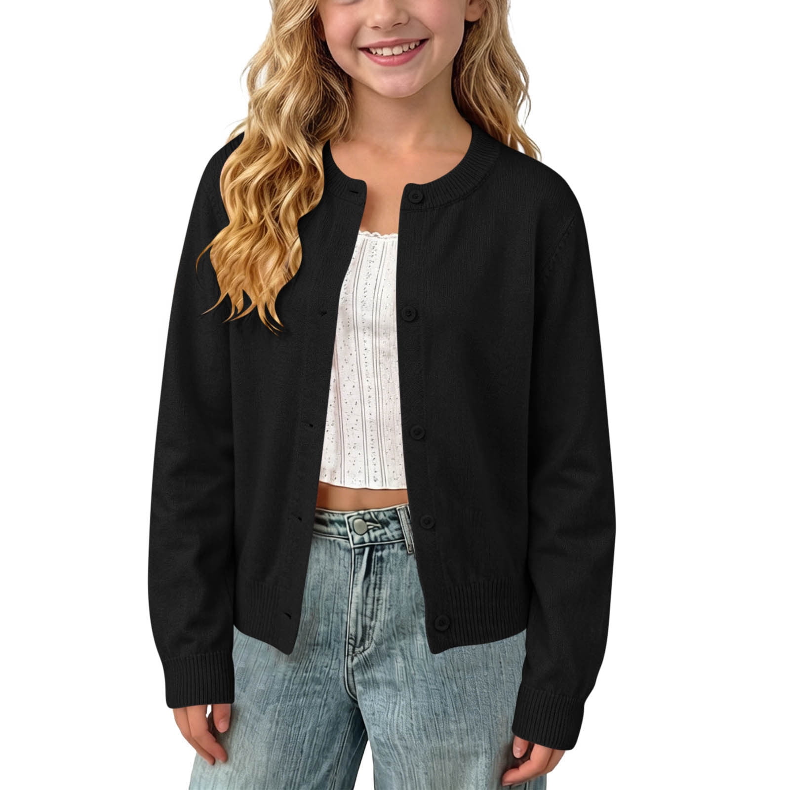 ATORRE Teen Girls Cardigans Sweater 2026 Autumn Button Solid Color Long ...