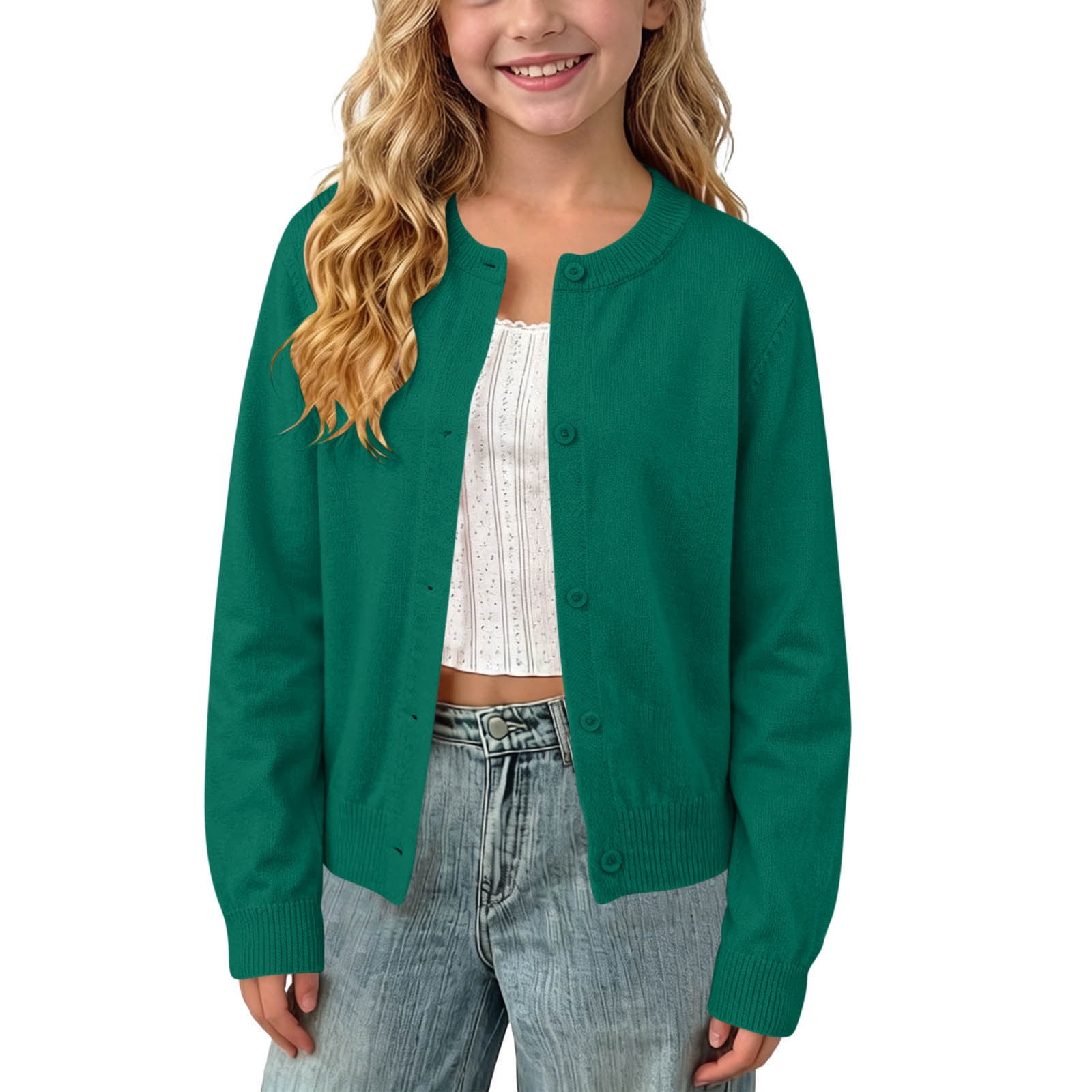 ATORRE Teen Girls Cardigans Sweater 2026 Autumn Button Solid Color Long ...