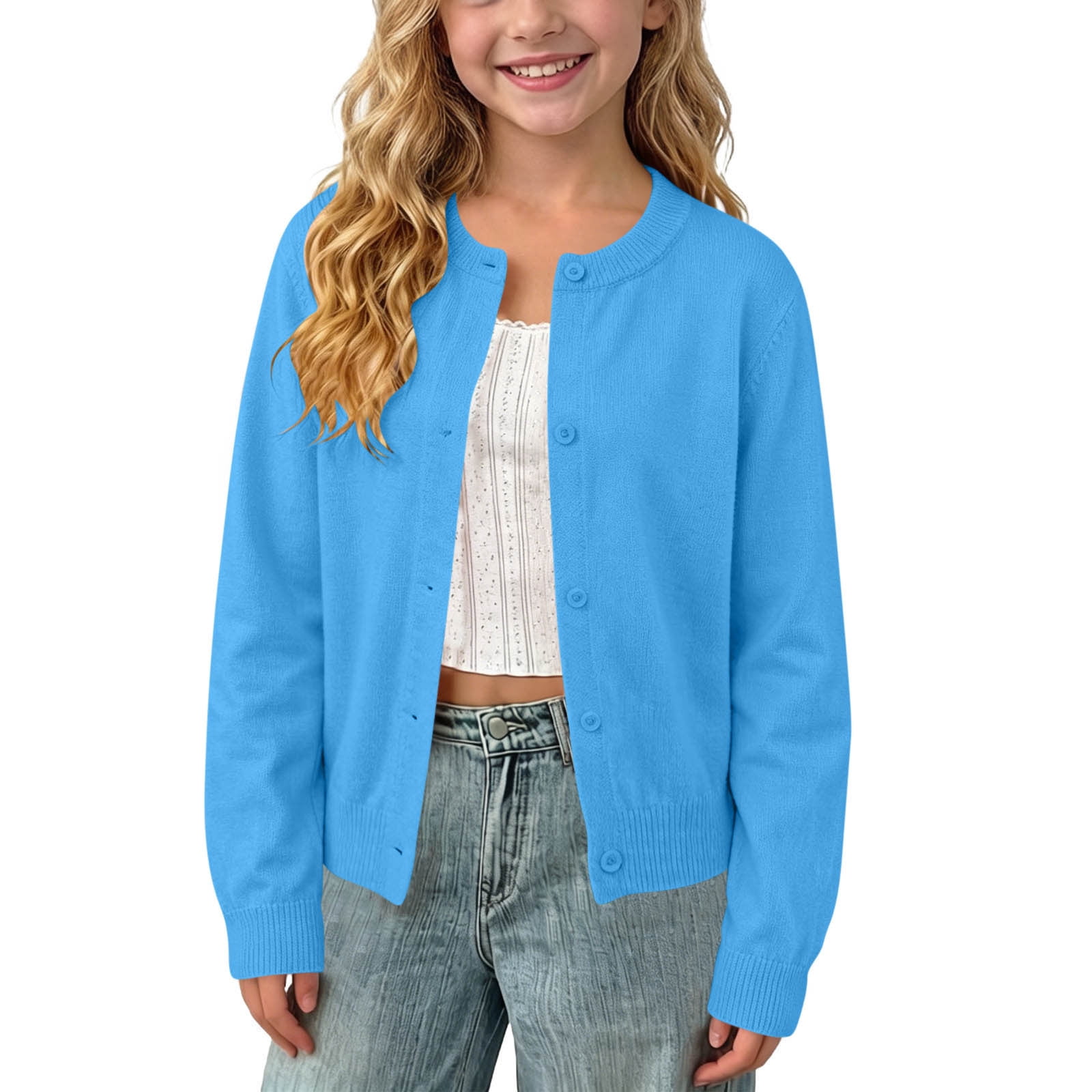 ATORRE Teen Girls Cardigans Sweater 2026 Autumn Button Solid Color Long ...