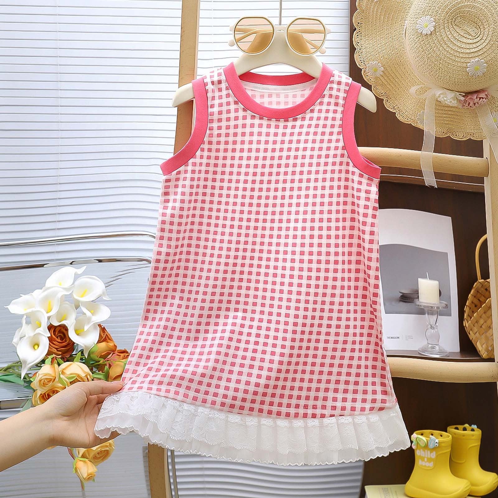 ATORRE Toddler Girl Dress Girls 2026 Summer Cute Floral Print Lace Trim ...