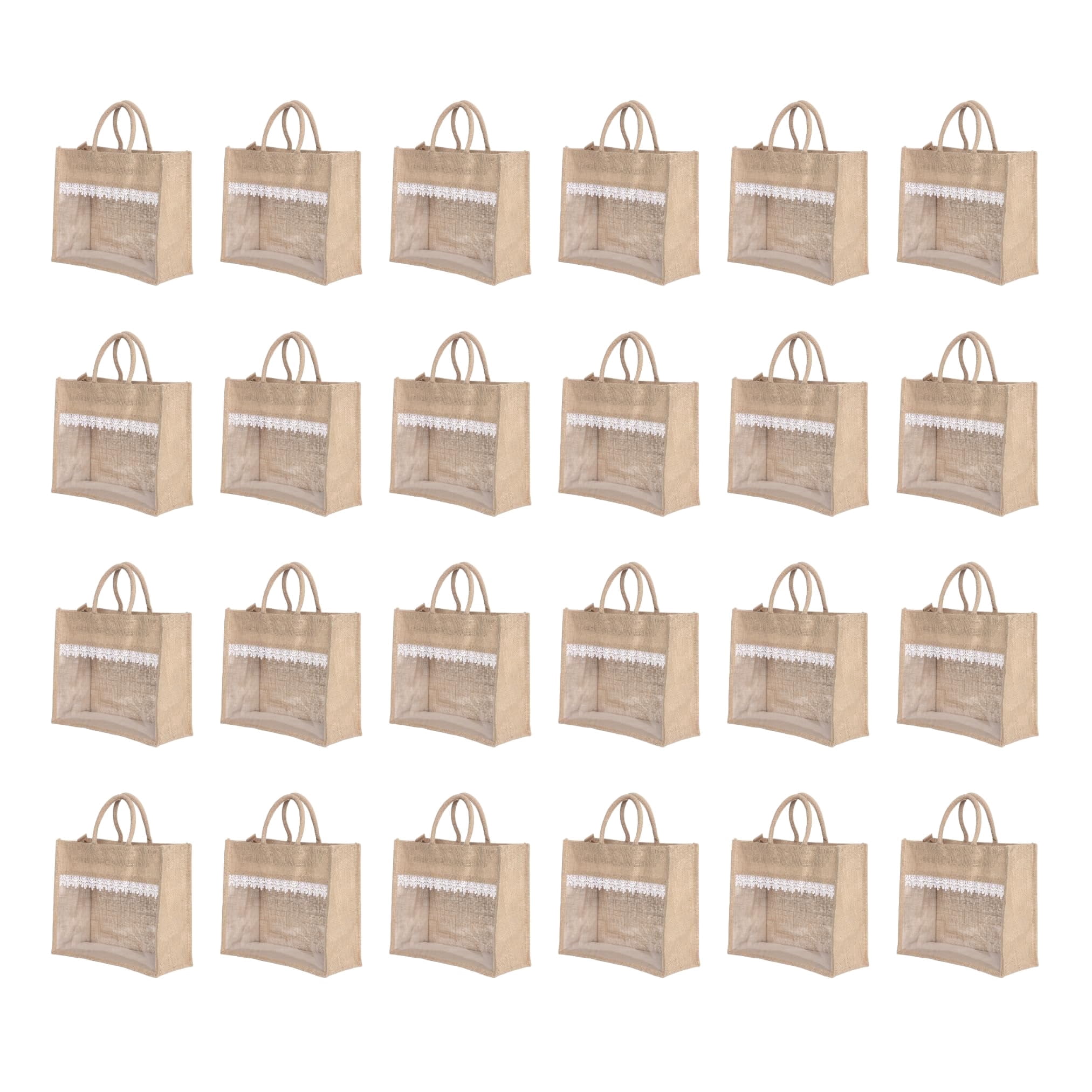 ATOTE Jute Gift Hamper Bag with Transparent Window, 12x10x5 Inch ...