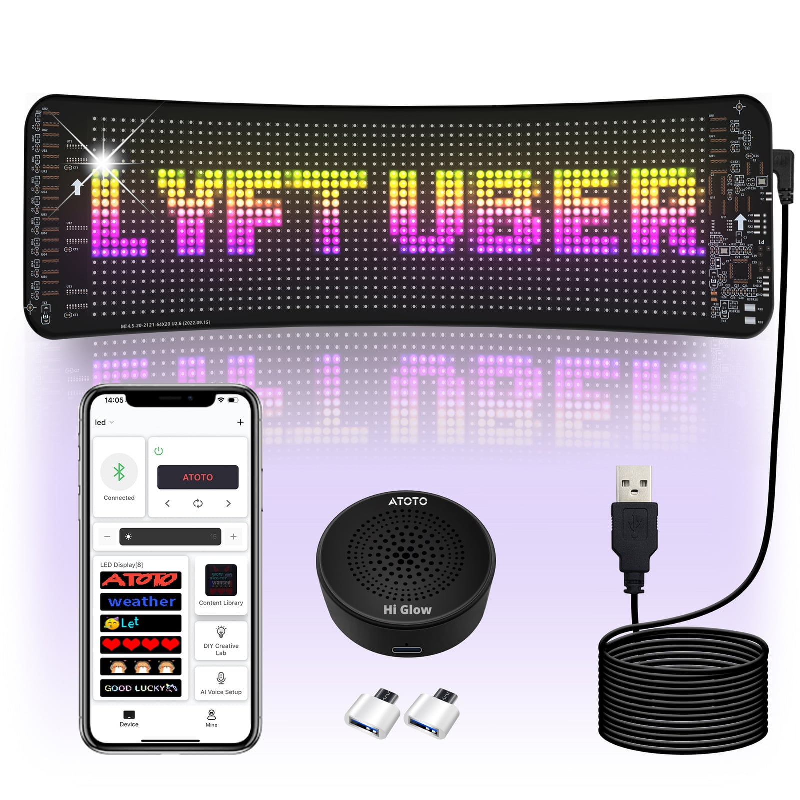 ATOTO 14" Programmable Led Car Sign Scrolling Message Display Board ...