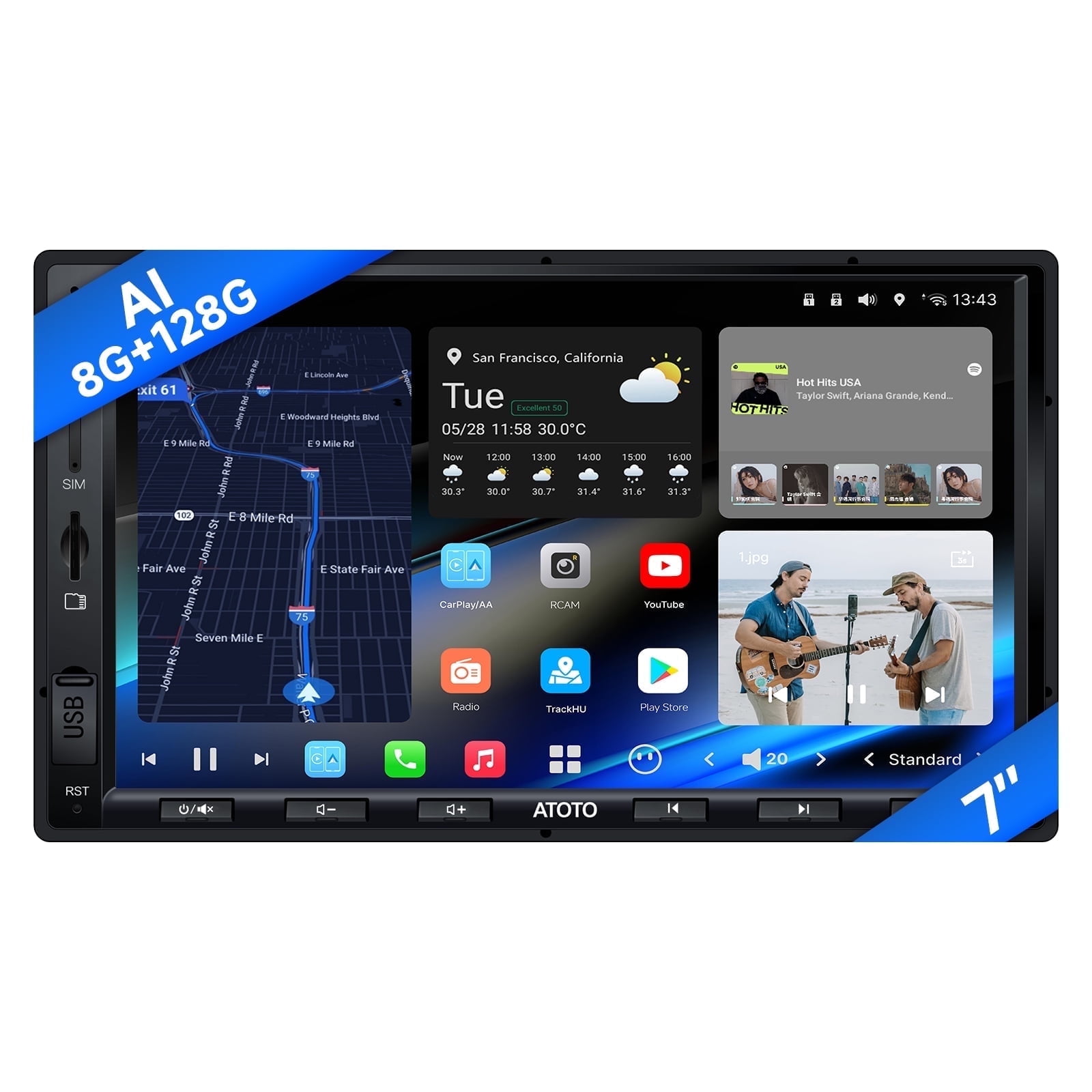 ATOTO 7inch Car Stereo,8G+128G Double Din Car Stereo ,Android in-Dash Navigation, ChatGPT AI ...