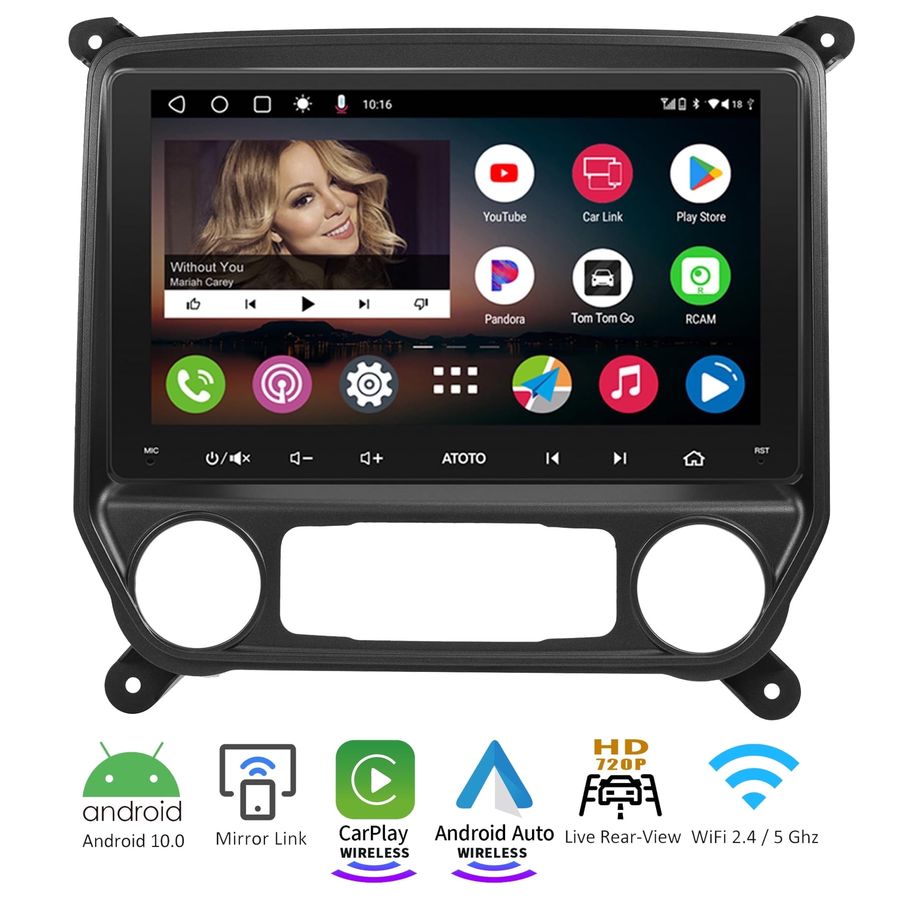 ATOTO A6 PF 9inch IPS Display Double Din Car Stereo Compatible with Chevrolet Silverado 2014 ...