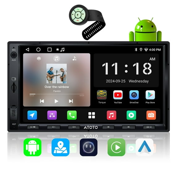 ATOTO Double Din 7inch Car Stereo With Car Steering Wheel Controller 7''Car Redio Head Unit ...