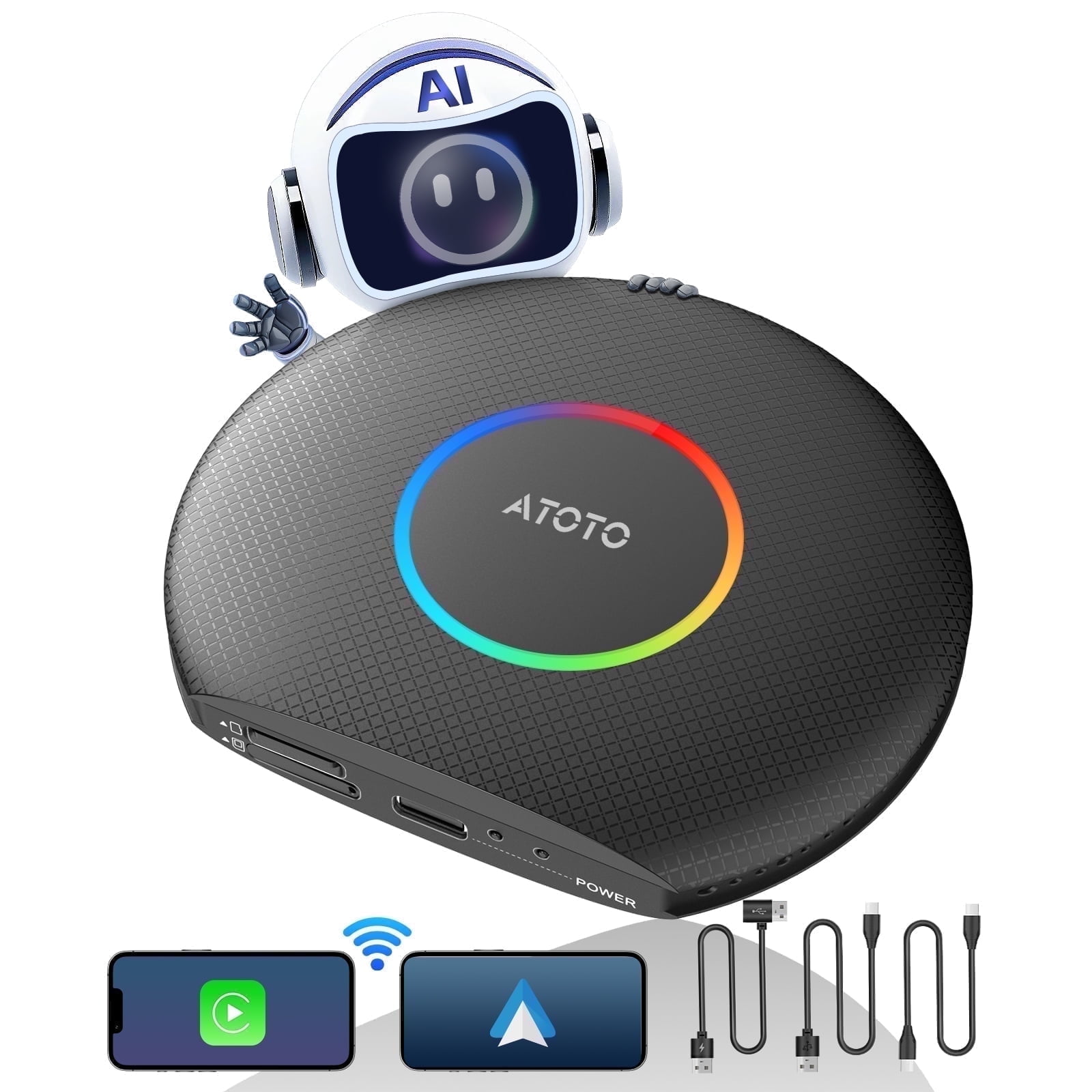 ATOTO Carplay Ai Box,Wireless CarPlay & Android Auto Adapter Car Smart ...