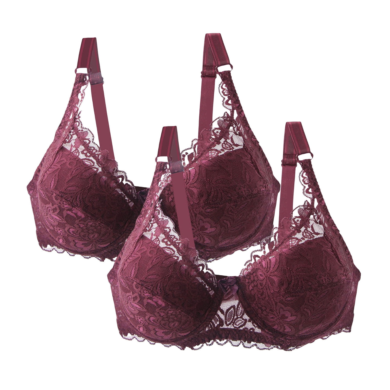 ATOYSOY 2 Pack Bras for Older Women Ladies Sheer Underwire Bra Lace ...