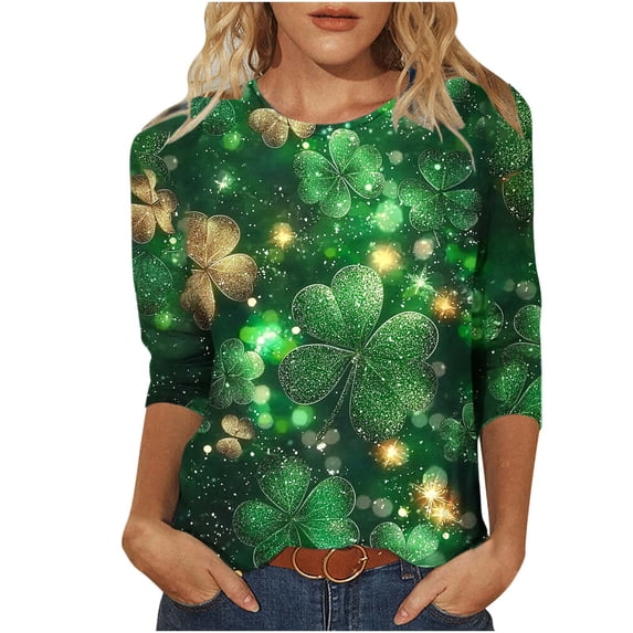 ATOYSOY 3/4 Sleeve Tops for Women St. Patricks Day Shirts Three-Quarter ...