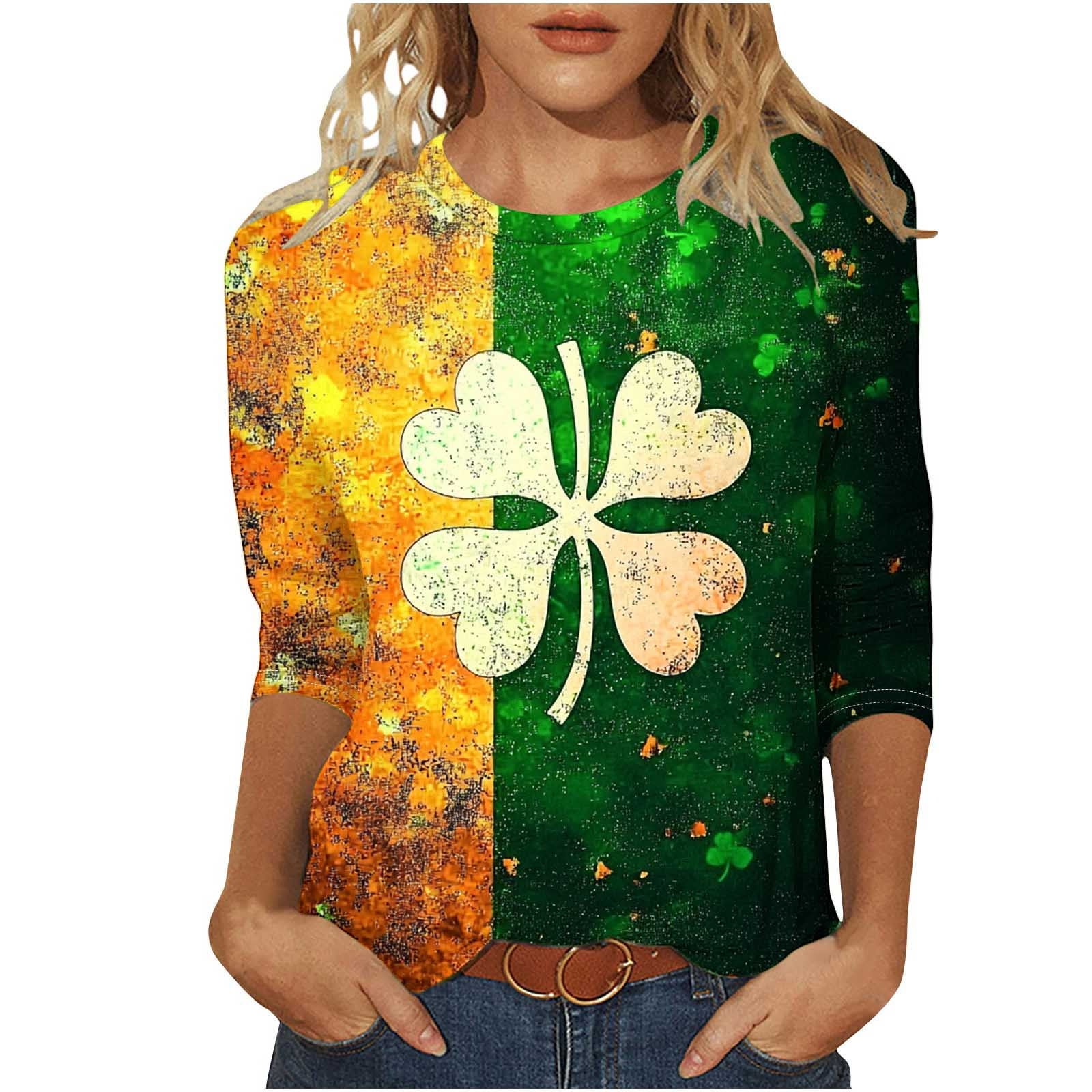 ATOYSOY 3/4 Sleeve Tops for Women St. Patrick's Day 3/4 Sleeve Everyday ...