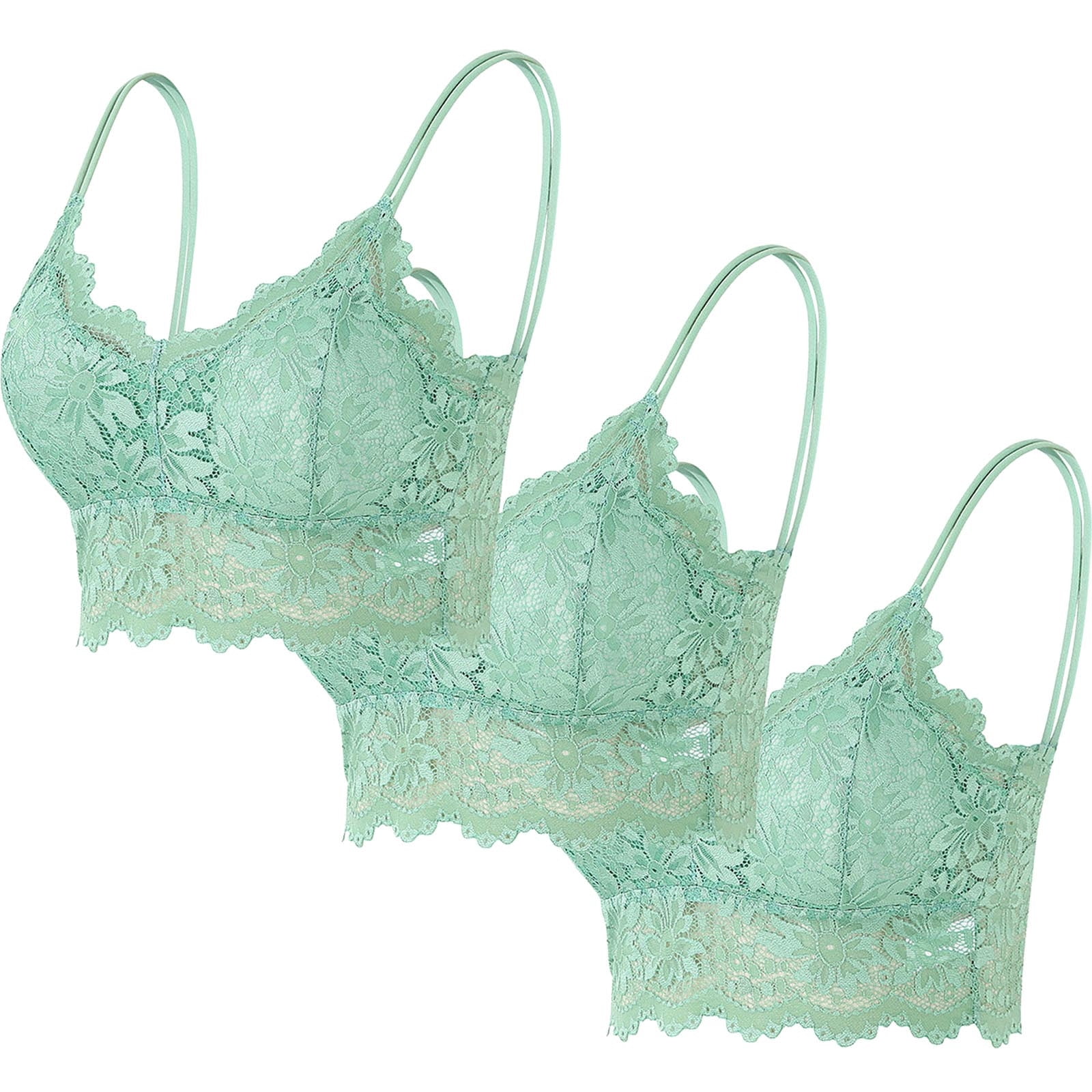 ATOYSOY 3 Pack Fashion Woman's Lace Bras Solid Strap Wrap Hollow Out ...