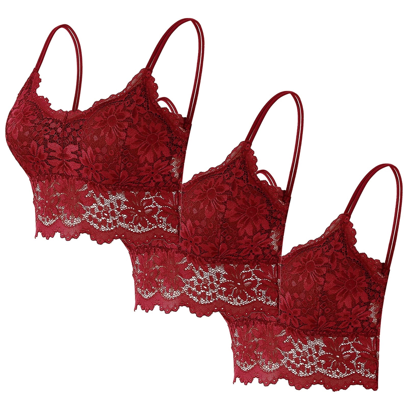 ATOYSOY 3 Pack Fashion Woman's Lace Bras Solid Strap Wrap Hollow Out ...