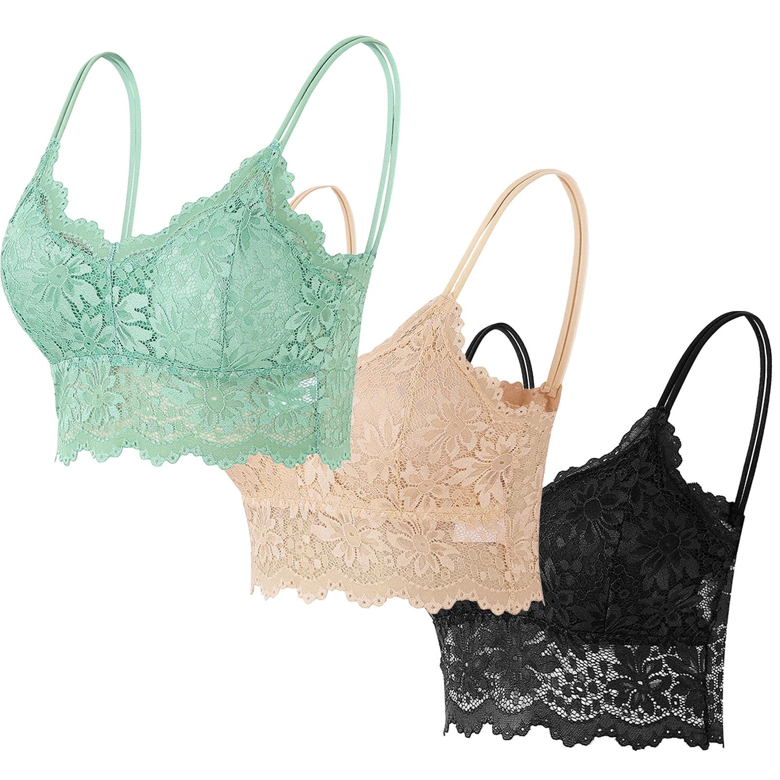 ATOYSOY 3 Pack Lace Bralette for Women Fashion Lace Camisole Bralette ...