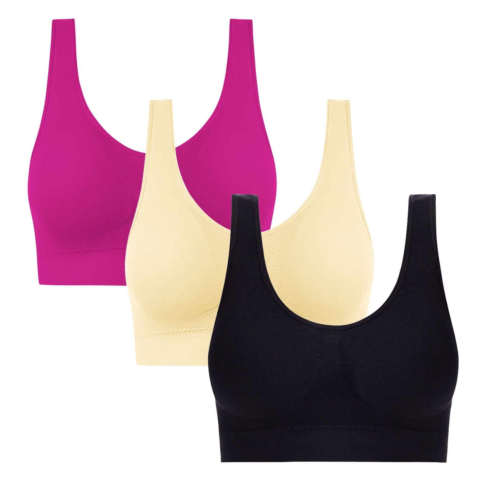 ATOYSOY 3 Pack Women's Comfortable Workout Sports Bra Seamless Wirefree ...