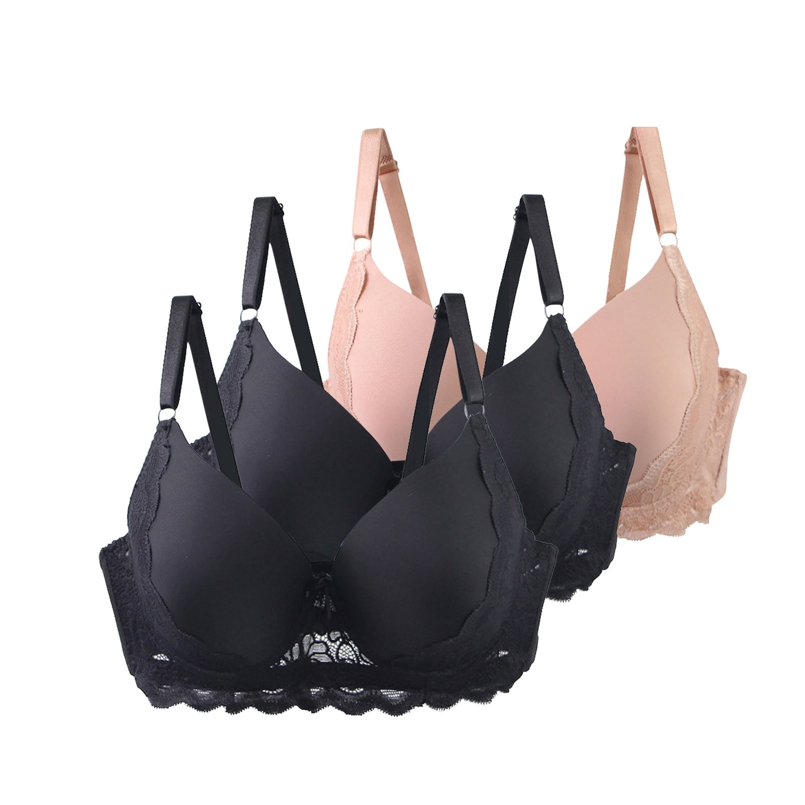 ATOYSOY 3Pcs Plus Size Lace Bras for Women Underwire Supportive Push Up ...