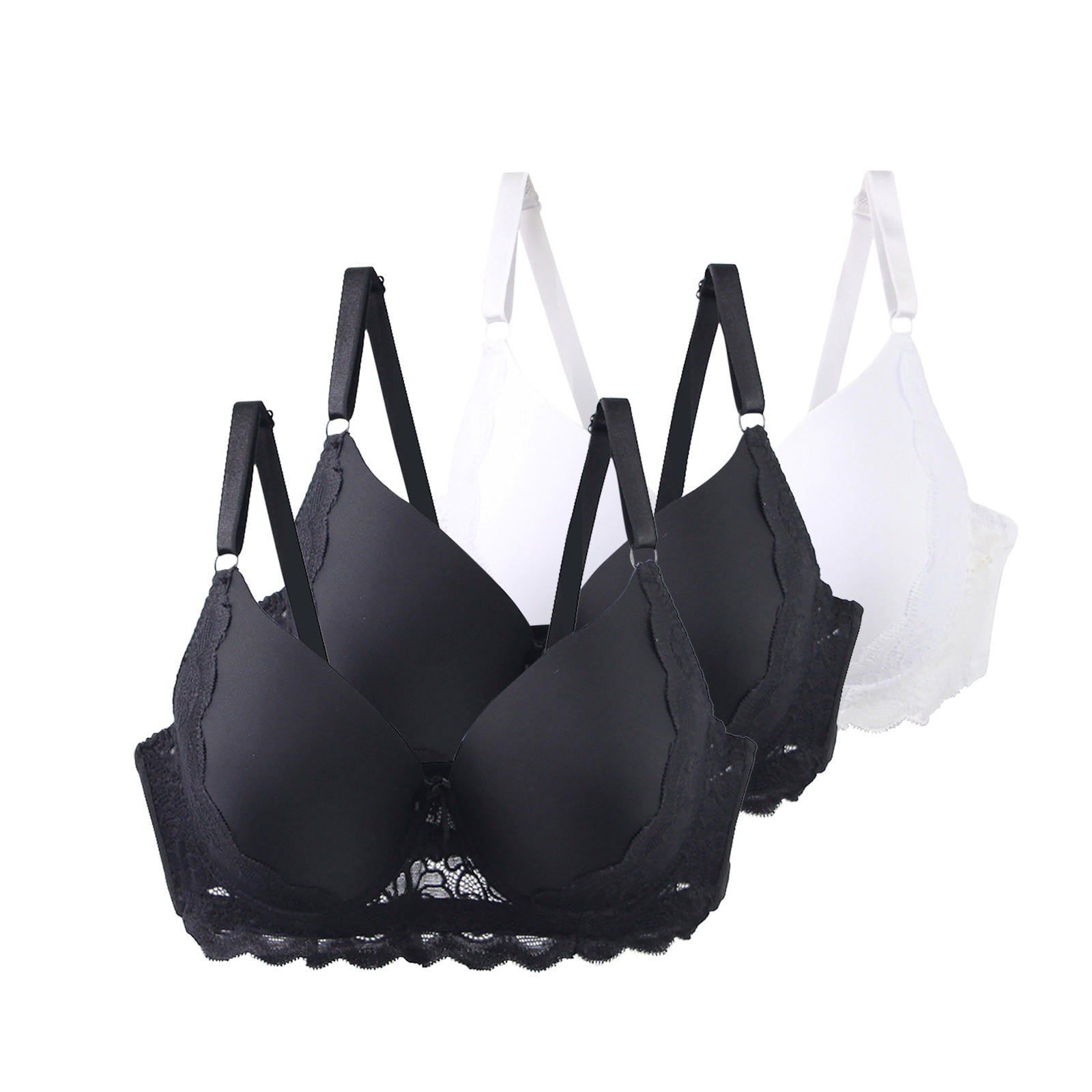 ATOYSOY 3Pcs Plus Size Lace Bras for Women Underwire Supportive Push Up ...