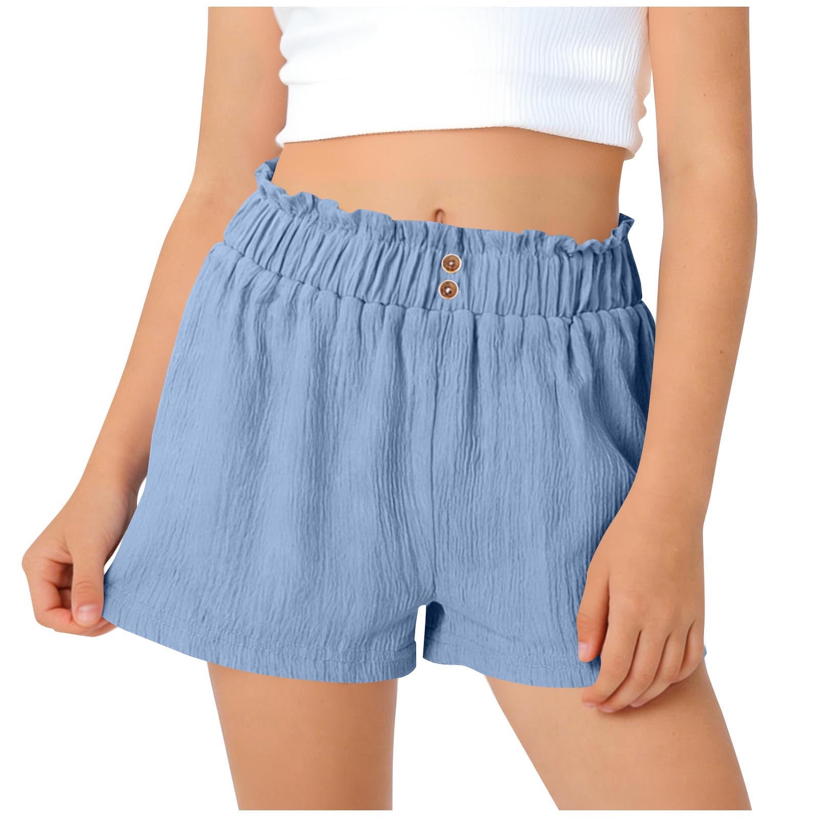ATOYSOY Big Kids Casual Shorts Elastic Waist Crinkle Texture With ...