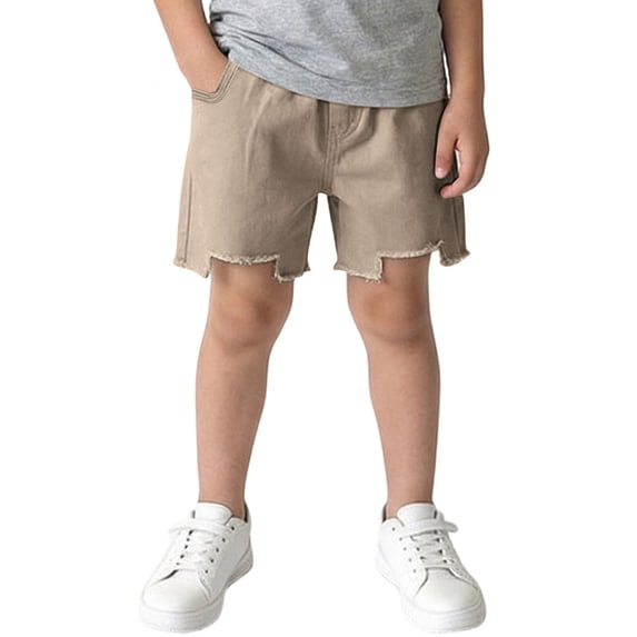 ATOYSOY Big Kids Denim Casual Shorts Elastic Waist Solid Color Frayed ...