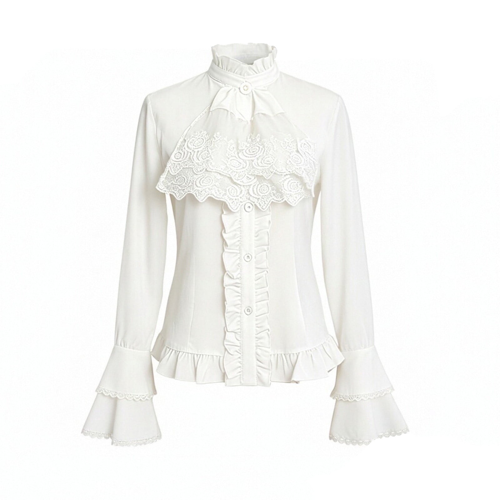 ATOYSOY Blouses For Women Business Casual Solid Color High Stand Collar ...