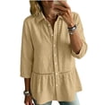 ATOYSOY Blouses For Women Trendy Solid Color Point Collar Hollow Cutout ...