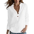 ATOYSOY Blouses For Women Trendy Solid Color V Mandarin Neck Roll Tab ...
