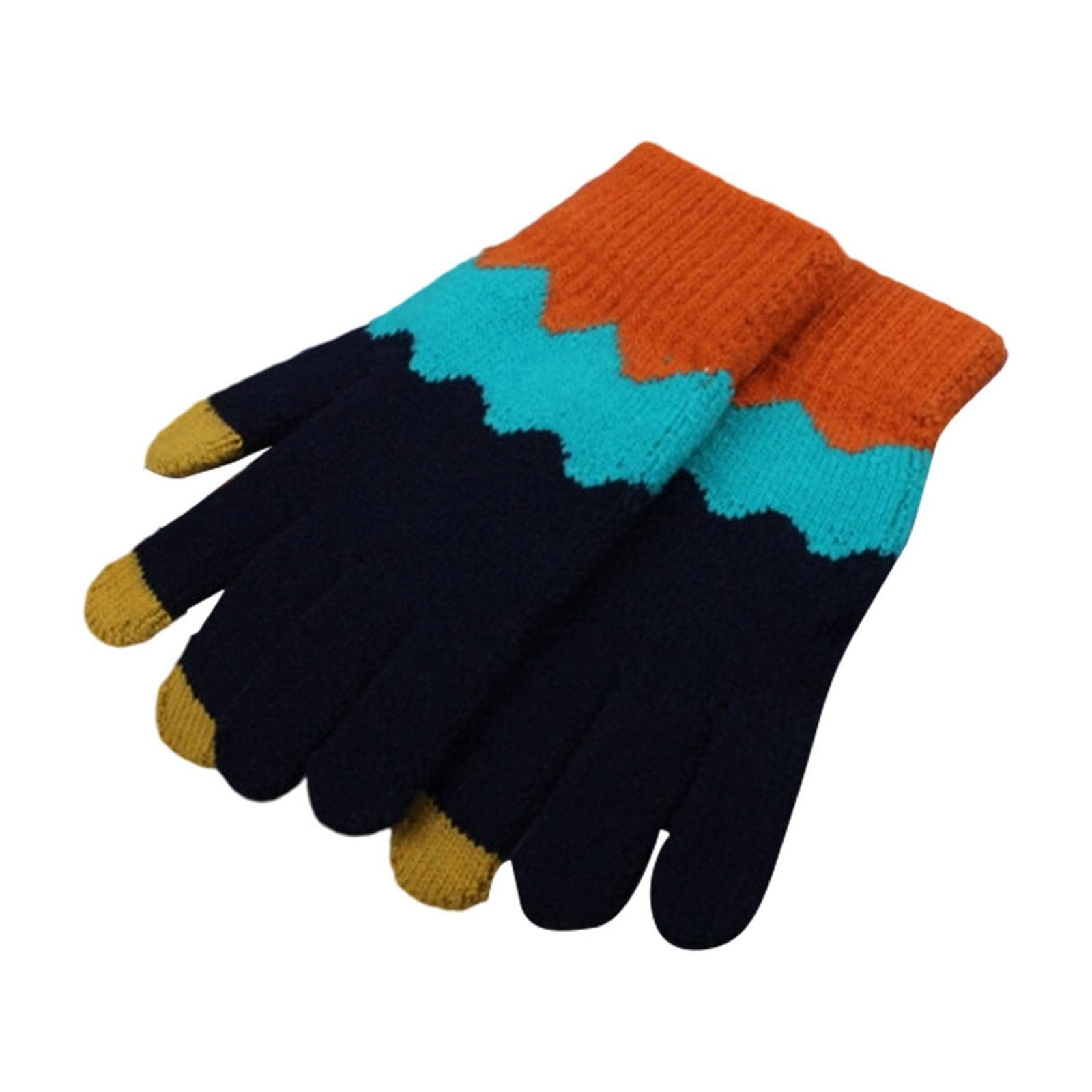 ATOYSOY Cold Weather Colorblock Gloves for Women High Elastic Ribbed ...