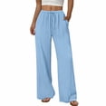 ATOYSOY Crinkled Textured Solid Color Wide Leg Pants Women Drawstring ...