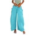ATOYSOY Drawstring Elastic Waist Relaxed Wide Leg Pants Women Ruched ...