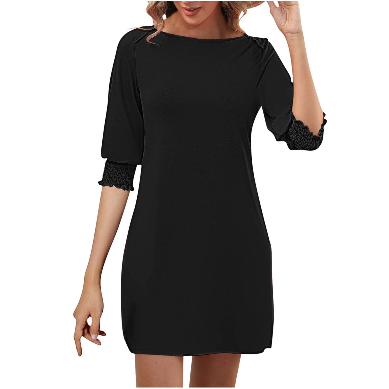 ATOYSOY Dresses for Women Crew Neck Elegant Dress Summer Sundresses ...