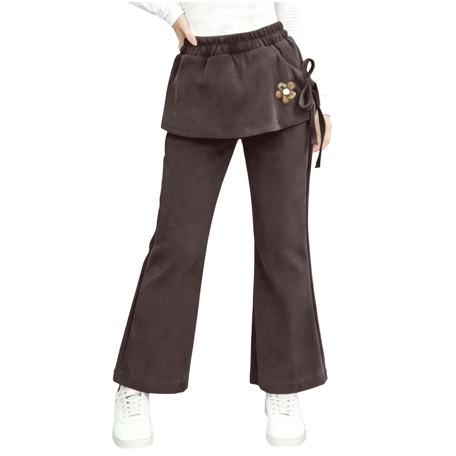 ATOYSOY Girls 2 fake items Skirted Flare Pants Elastic Waist Floral ...