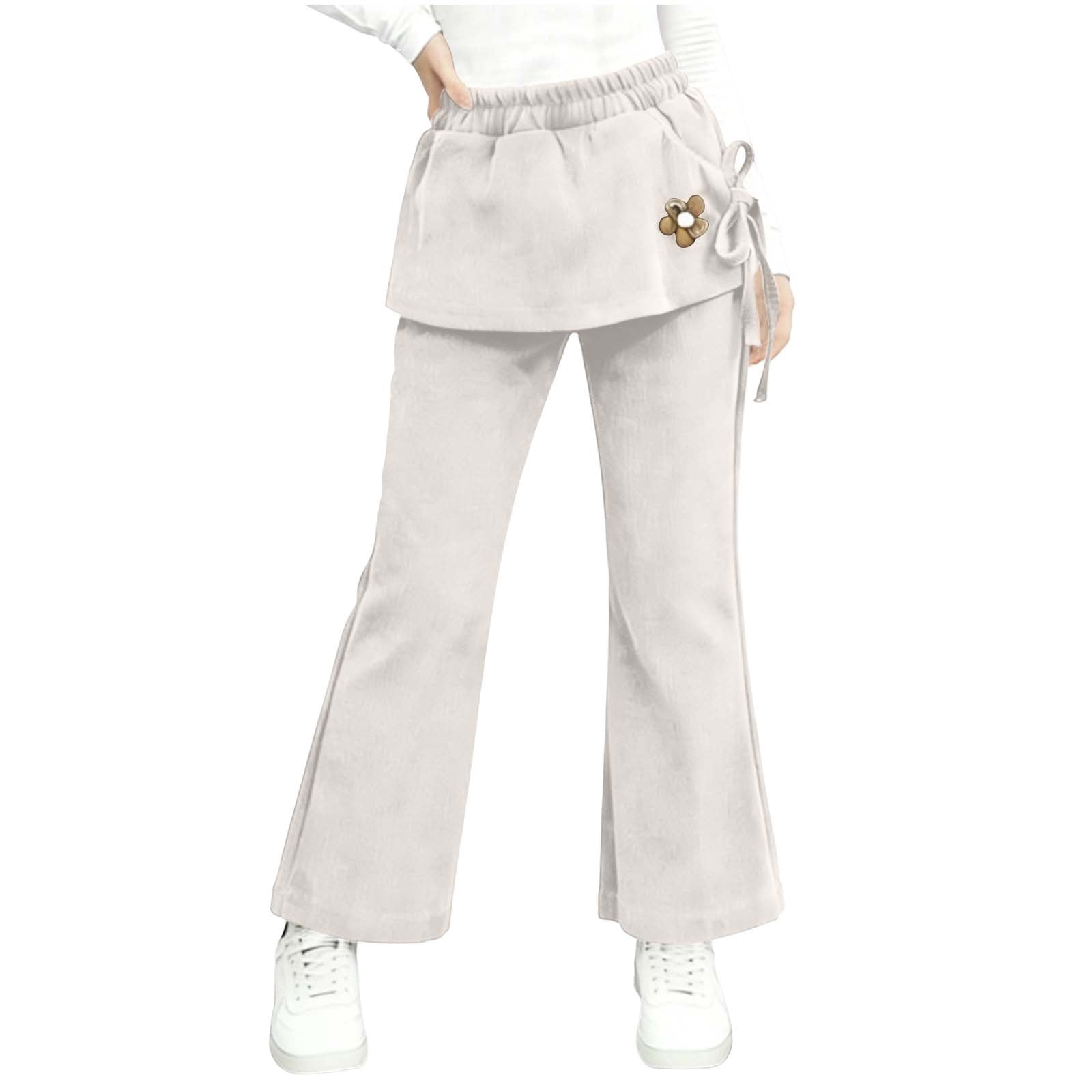ATOYSOY Girls 2 fake items Skirted Flare Pants Elastic Waist Floral ...