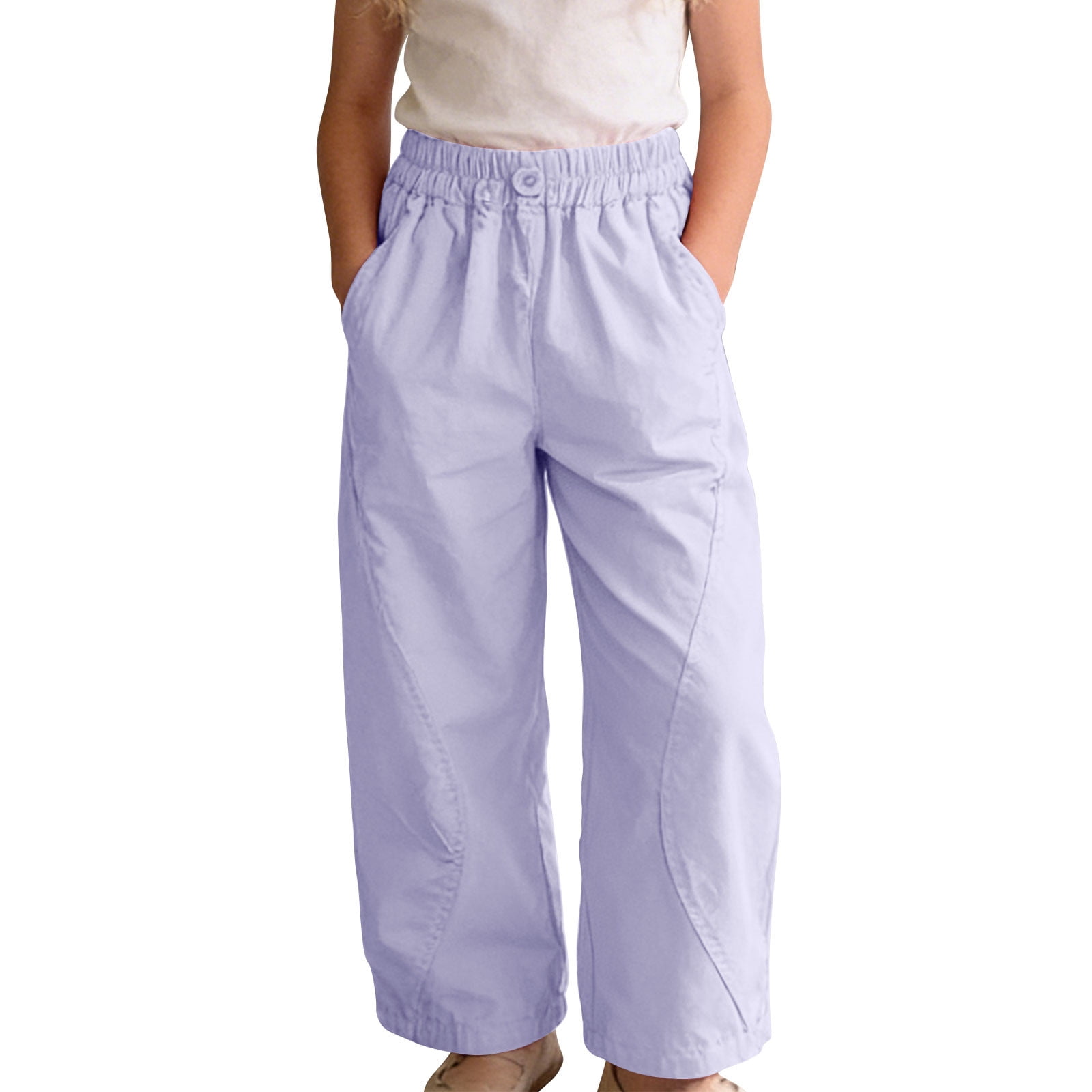 ATOYSOY Kids Girls Casual Wide Leg Pants Elastic Waist Loose Fitted ...